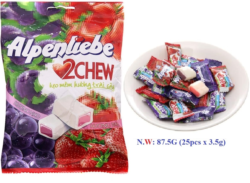 Alpenliebe soft candy (Strawberry & Grape flavor) 87.5g (25pcs x 3.5g)